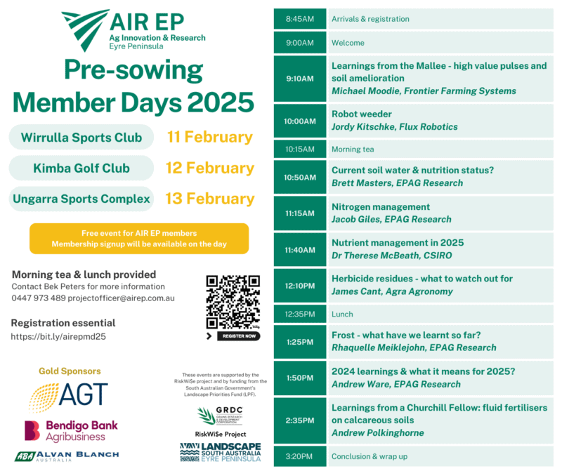 AIR EP Pre-sowing member day program out now! | AIR EP
